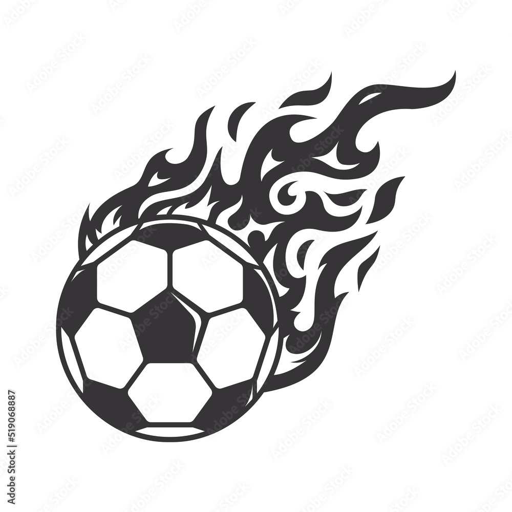 Hot soccer ball fire logo silhouette. football club graphic design ...