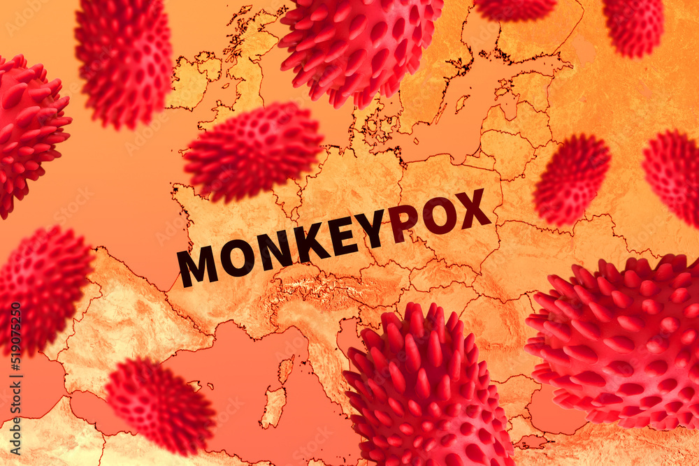 Map of the spread of monkeypox virus in Europe. Smallpox virus abstract ...