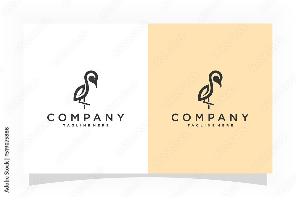 stork logo in mono line style, tork logo in line art concept, animal ...