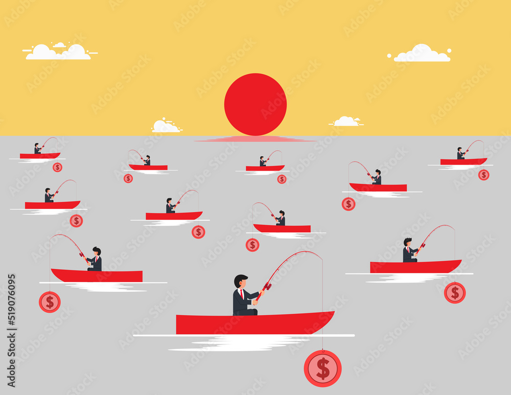 Clash of competition, fierce competition market. Businessmen compete in ...