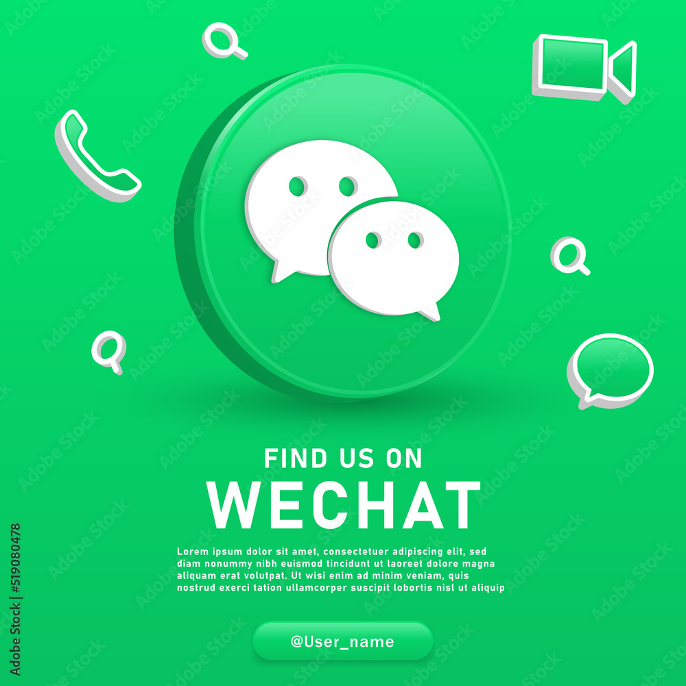 join contact us on wechat 3d logo with social media notification 3d ...