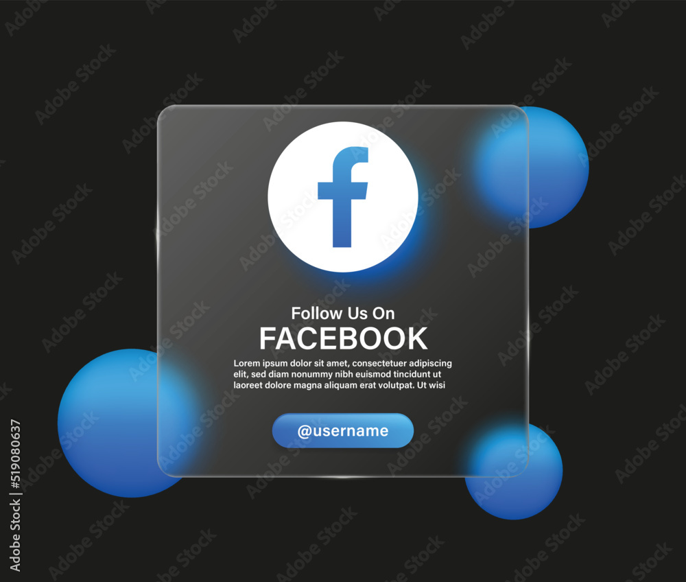 follow us on facebook in glassmorphism background with transparent ...