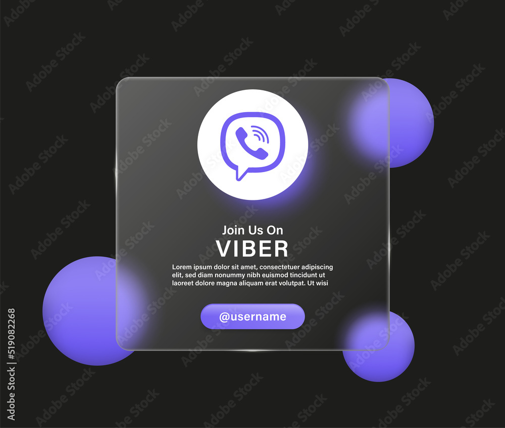 follow us on viber in glassmorphism background with transparent glass ...