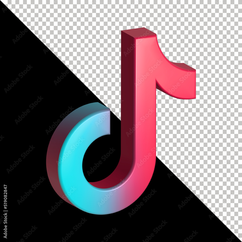 Tiktok 3D gradient logo, tiktok 3D icon , 3d rendering for colorful ...