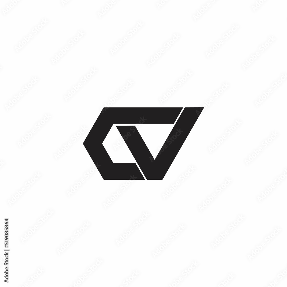 letter cv simple geometric dynamic style logo vector Stock Vector ...