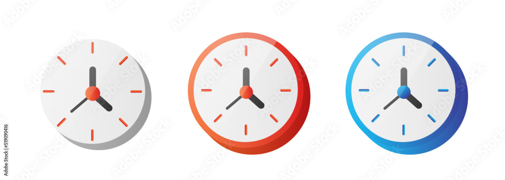 Clock. Set of flat icons isolated on transparent background. Vector ...