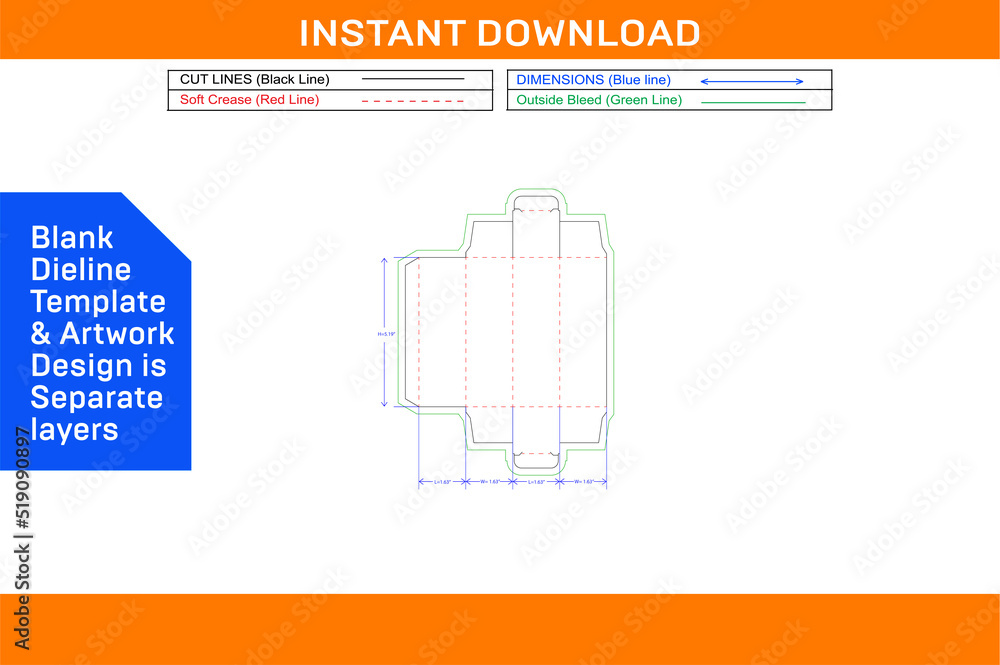 Lipstick box packaging design template and 3D vector file Blank dieline ...