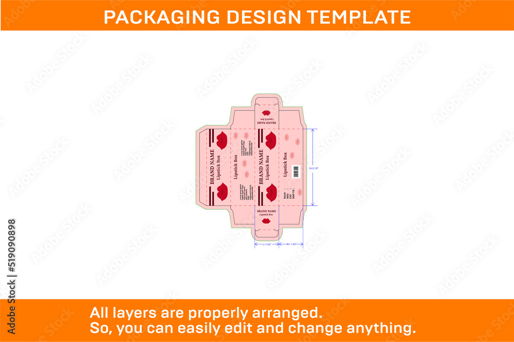 Lipstick box packaging design Color Design Template Stock Vector ...