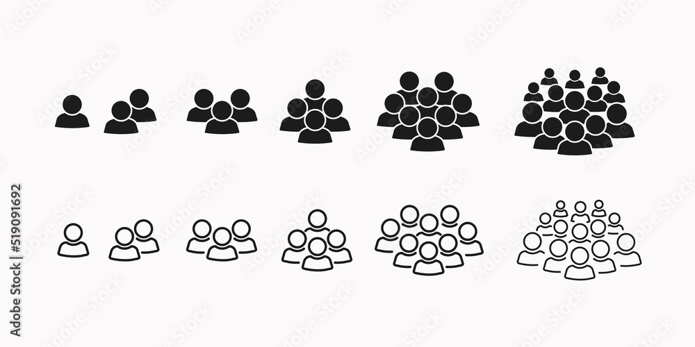 People icon set in trendy flat style. Crowd signs, Persons symbol ...