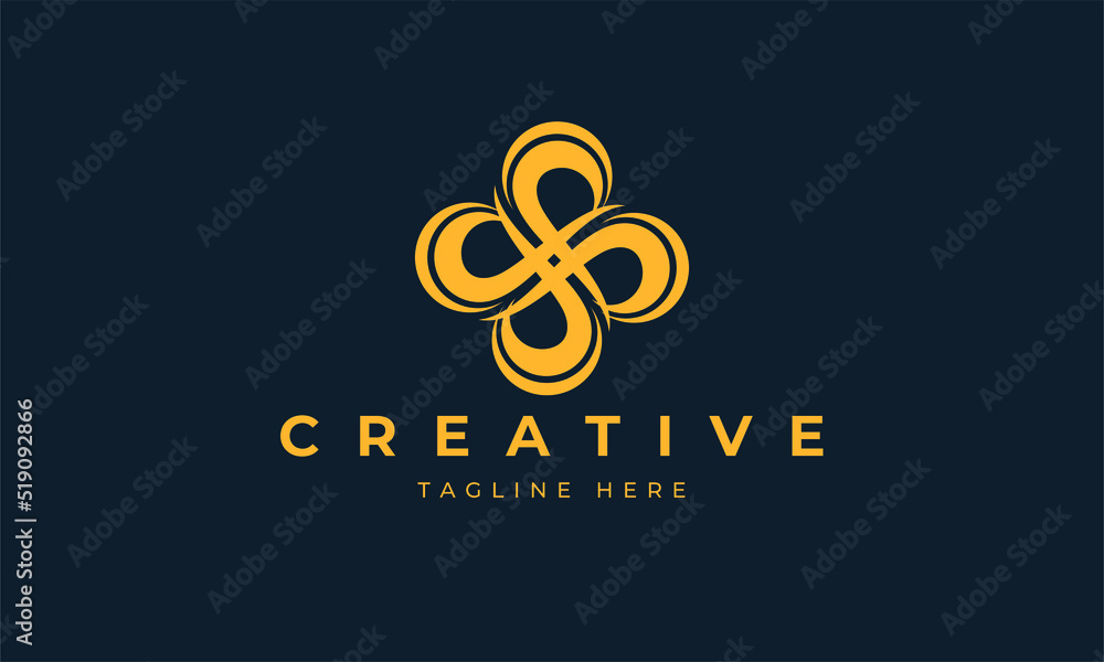 Simple Minimalist Swirl SS monogram, flower, clover leaf logo mark ...