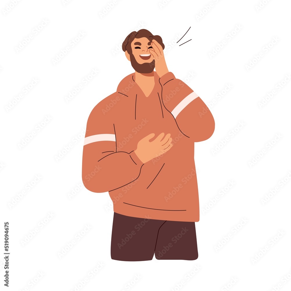 Loud laughter of happy merry emotional man. Person laughing at funny ...