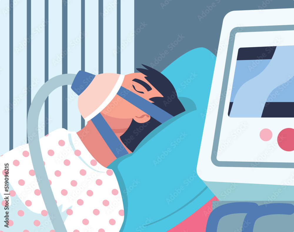 Man Patient in Hospital Having Artificial Lung Ventilation Being in ...