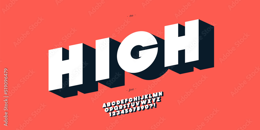 Vector high font 3d bold style modern typography for infographics ...