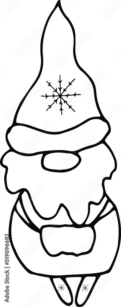 Gnome , hand-drawn gnome. Hand-drawn doodles illustration gnome. Line ...
