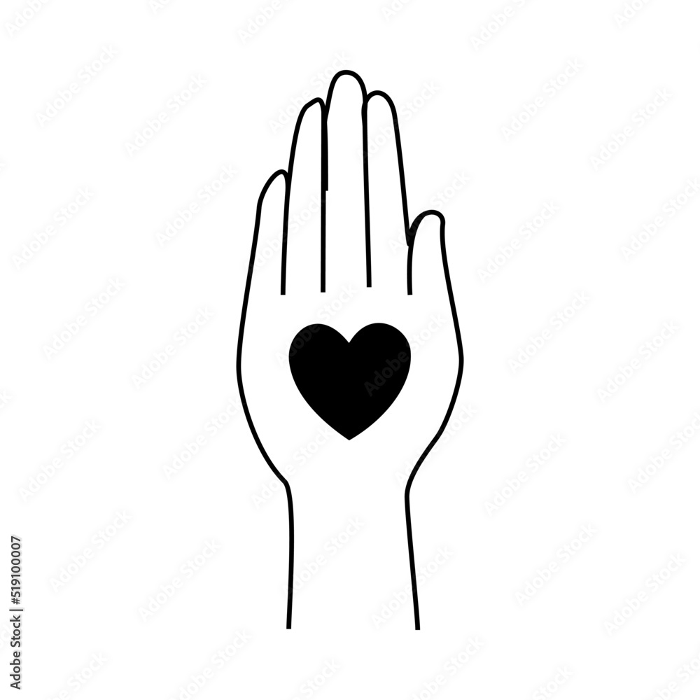 Peace with Human Hand and Heart on Palm as Symbol of Friendship and ...