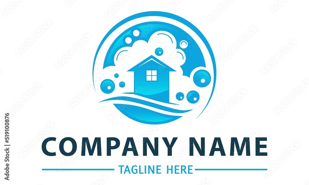 Blue Bubble House Clean Service Logo Design Stock Vector | Adobe Stock