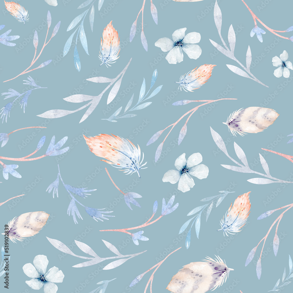 Watercolor colorful ethnic set of arrows and flowers in native American ...