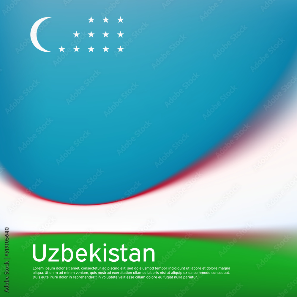 Vecteur Stock Uzbekistan flag background. Blurred pattern in the colors ...