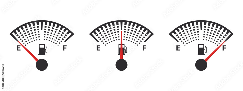 Fuel gauge icons. Gasoline indicator. Gas tank gauge. Fuel indicator ...