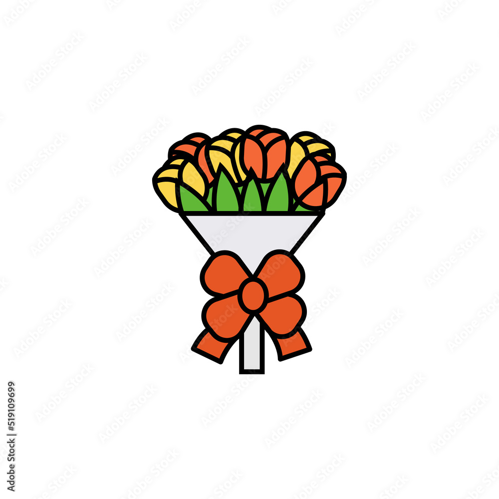 bouquet, flowers line icon. Elements of wedding illustration icons ...