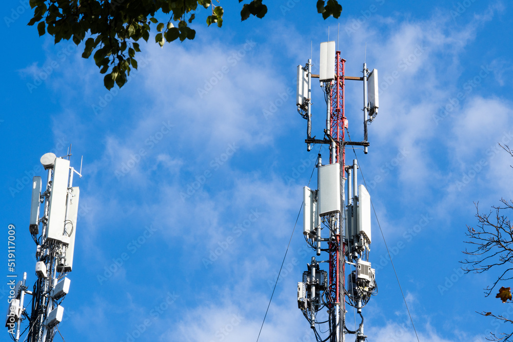 Telecommunication tower of 4G and 5G cellular communication. Cellular ...