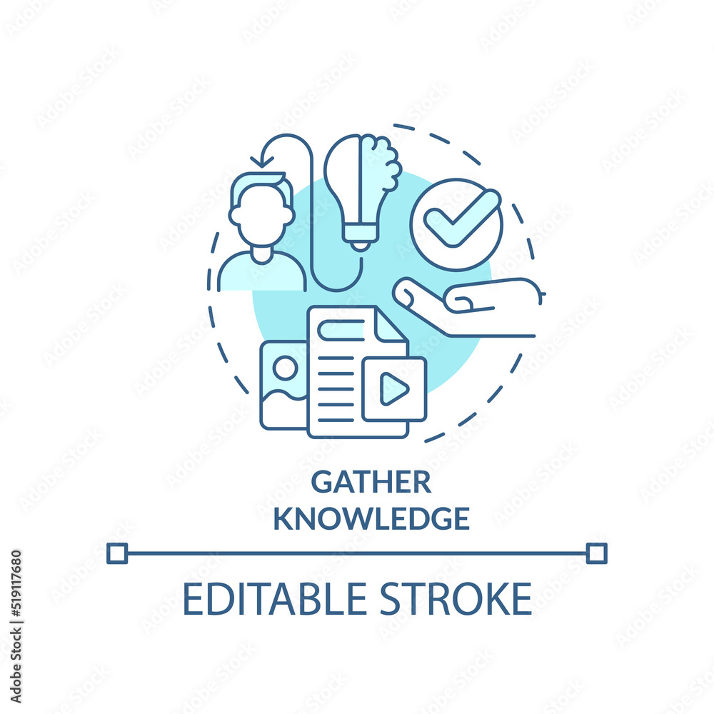 Gather knowledge turquoise concept icon. Education. Expectation from ...