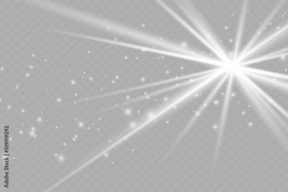 The light of a star. star glow on a transparent background explodes on ...