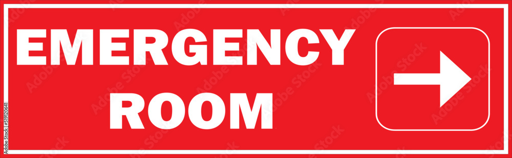 Emergency room direction sign board vector Stock Vector | Adobe Stock
