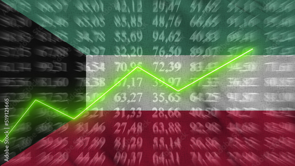 Kuwait financial growth, Economic growth, Up arrow in the chart against ...