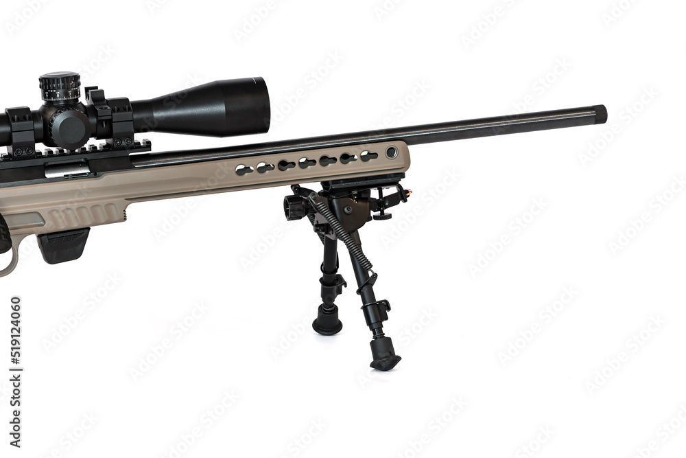 A sniper rifle with an optical sight under the bipod forepart Stock ...