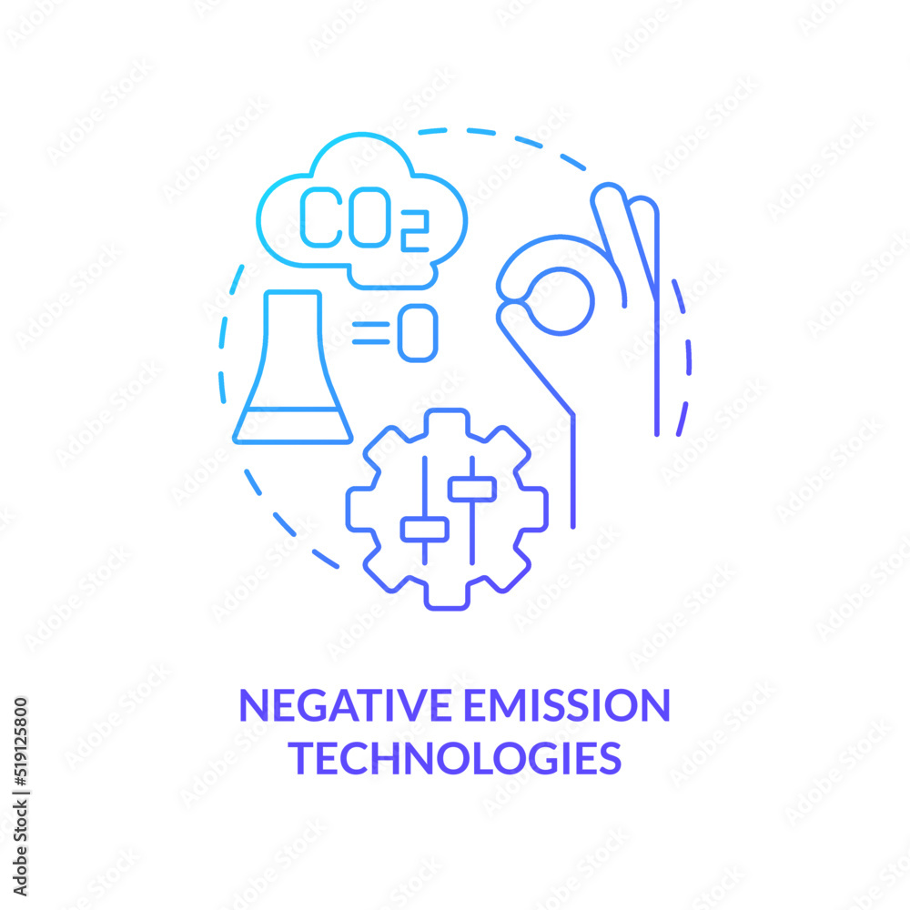 Negative Emission Technologies Blue Gradient Concept Icon