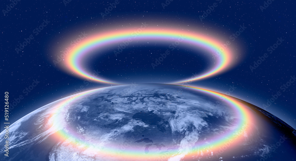 Rainbow surrounds the Planet Earth "Elements of this Image Furnished by ...