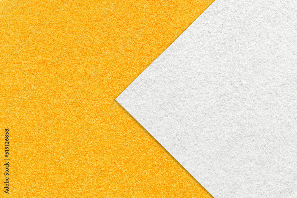 Texture of bright yellow paper background, half two colors with white ...