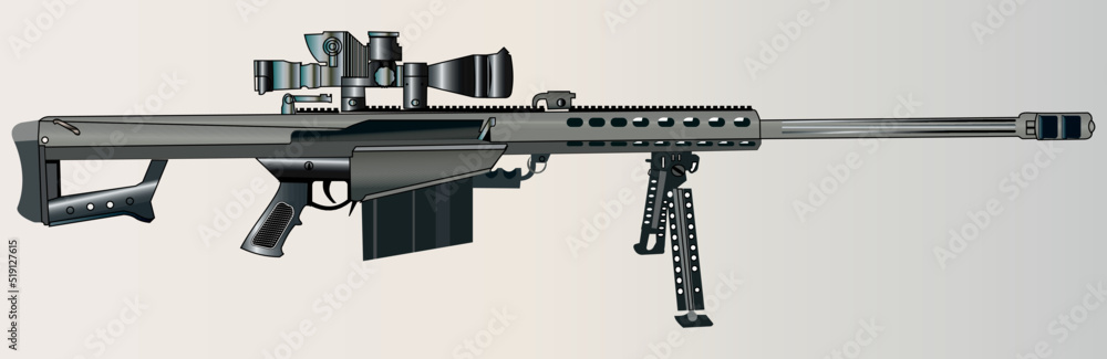 Fototapeta Barrett M82 sniper rifle, Coloring page and colorful clipart ...