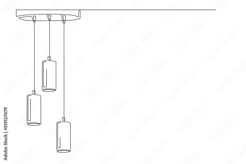 Continuous line lamps and bulbs. One line drawing of light lampshades ...