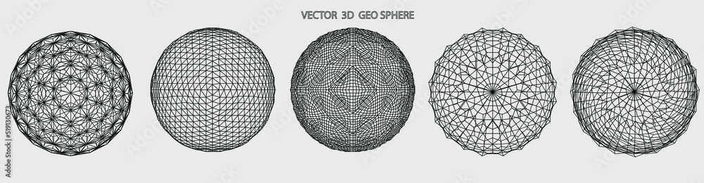 Creative geometric shapes. 3D vector. Geometric grid. Technological ...