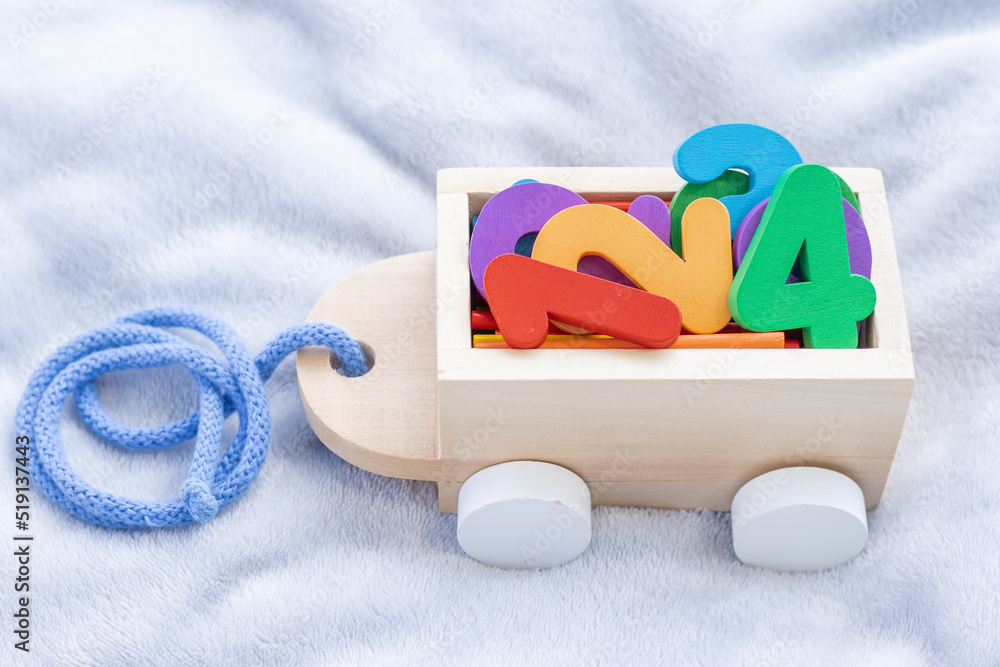 toy train wagon carrying wooden eco numbers for kids,development and ...
