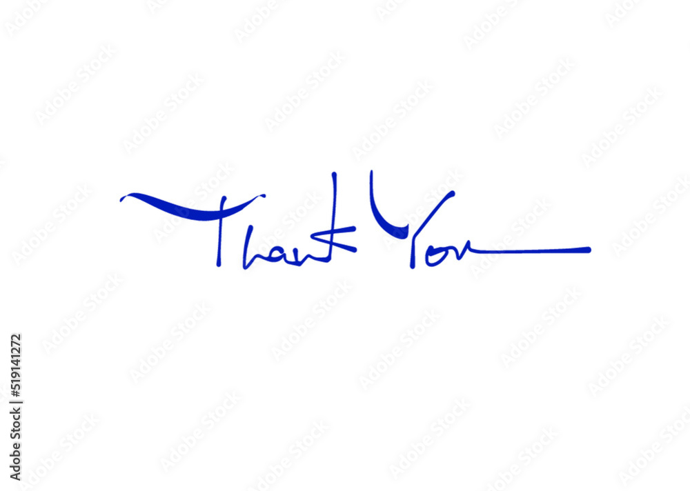 Thank you,lettering,pen,vector,hand written,blue Stock Vector | Adobe Stock