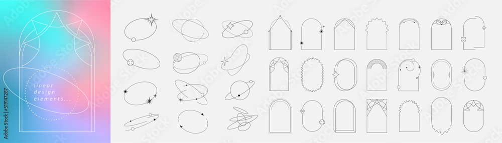 Trendy geometric design elements. Simple shapes forms and frames ... Trendy geometric design elements. Simple shapes forms and frames ...