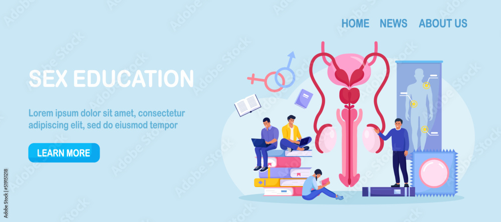 People are studying sex education. Human biology and anatomy lesson ...