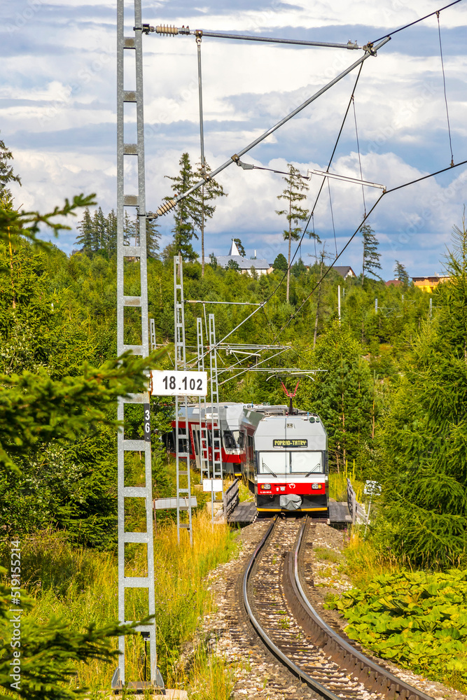 High Tatras, Slovakia - July 2018: Tatra Electric Railways (TEZ-TER ...