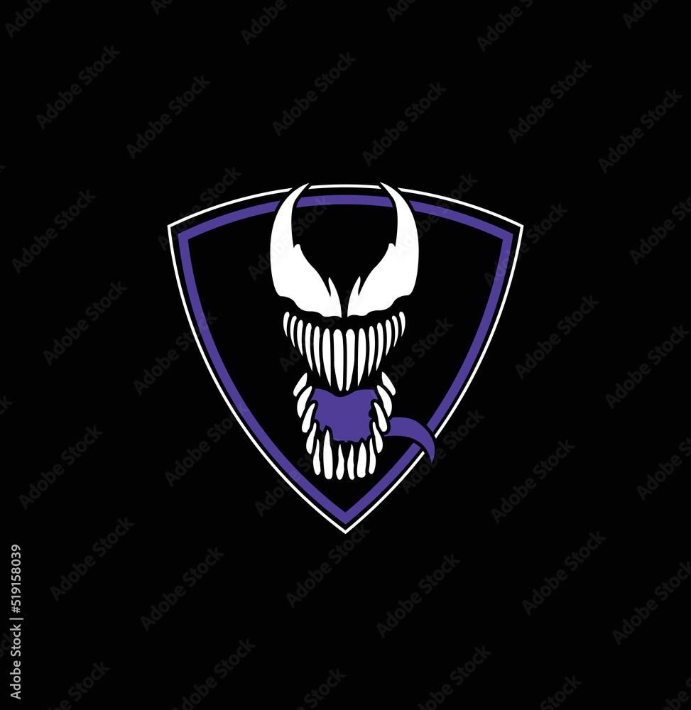 venom illustration for tattoos with shield, poster and t-shirt, venom ...