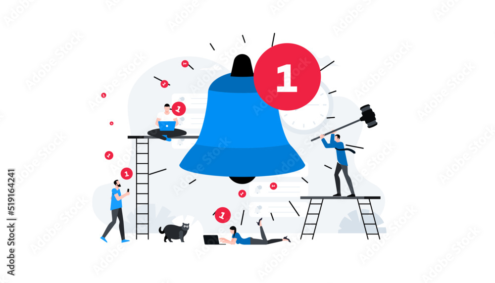 Online notification. New incoming message. Mobile announcement. Office ...