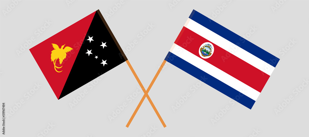 Vetor de Crossed flags of Papua New Guinea and Costa Rica. Official ...