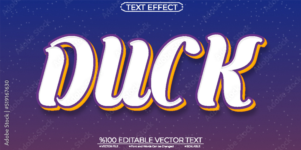 Cartoon White Duck Editable and Scalable Vector Text Effect Stock ...