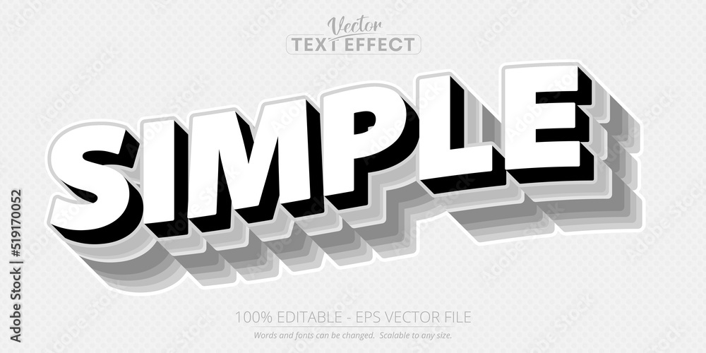Vector minimalistic text effect, 3D bold line style modern typography ...