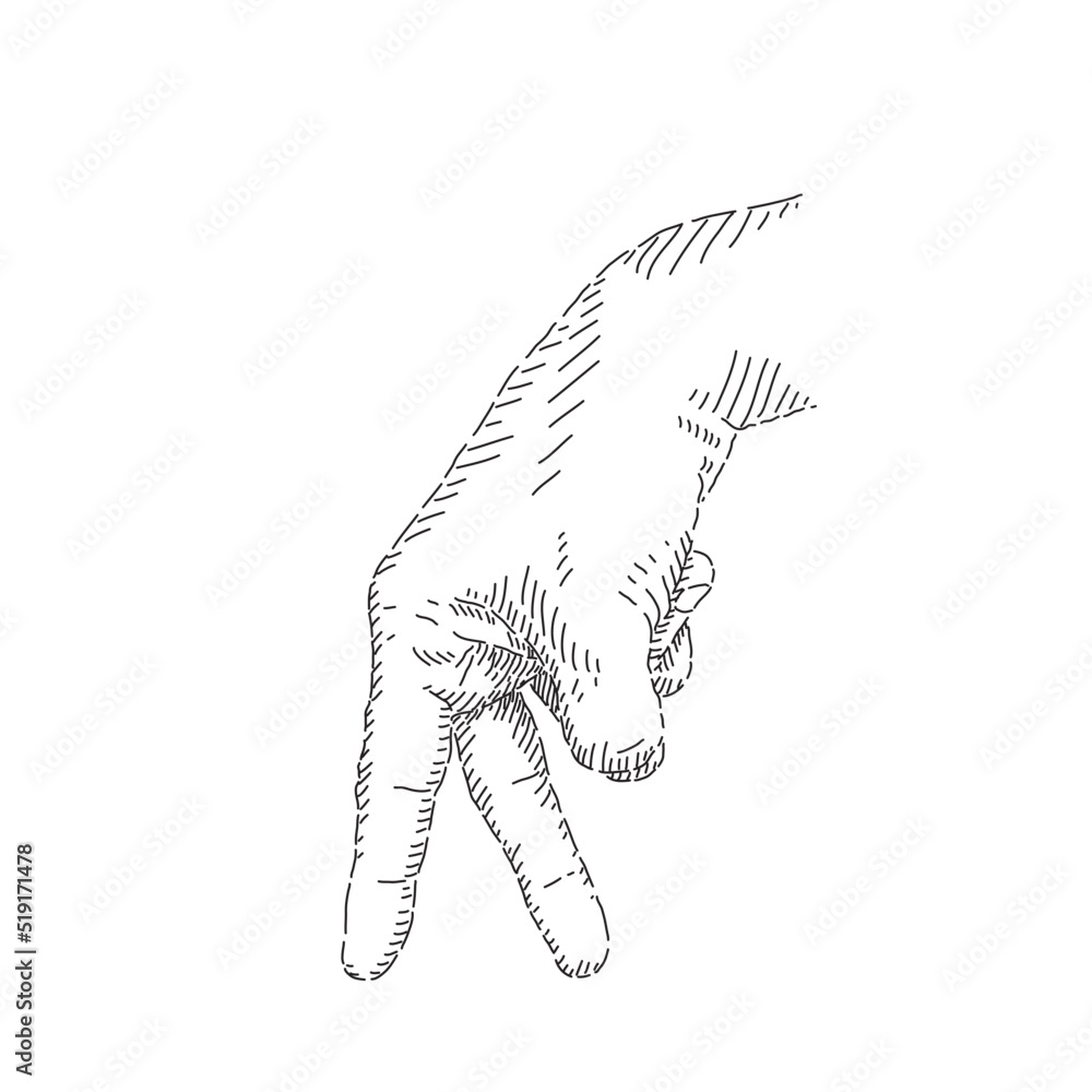 Bosquejo lineal de mano camina con dedos, dibujo. Stock Vector | Adobe ...