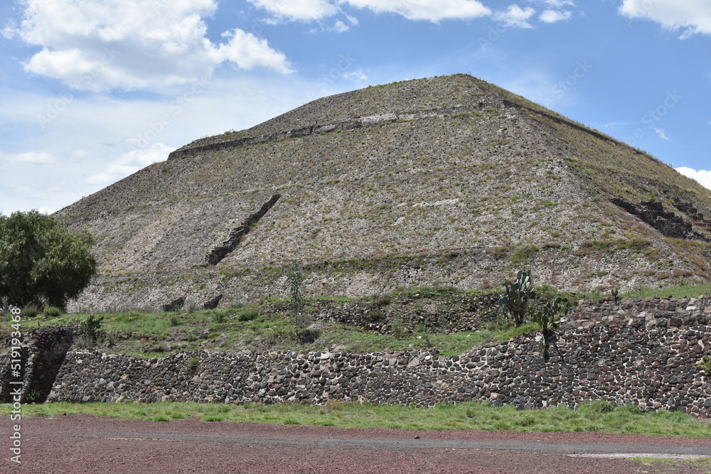 Aztec Pyramid of the Sun God with Foreground Wall, Teotihuacan ...