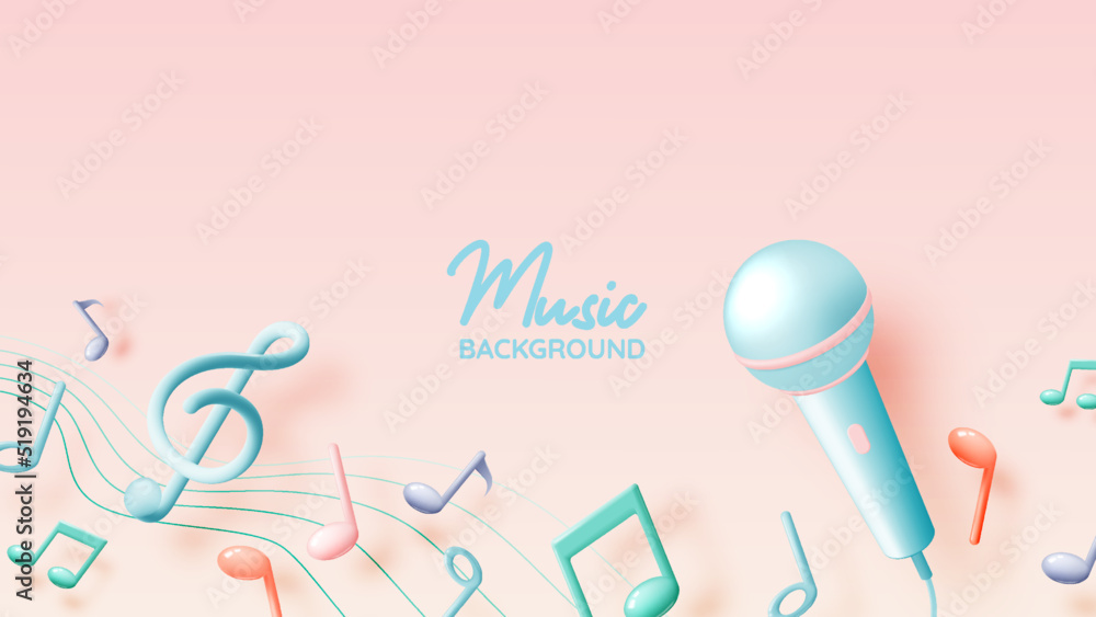 Microphone and Music notes for sing a song, Stock Vector | Adobe Stock