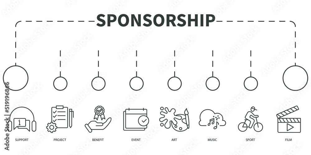 Sponsorship Vector Illustration concept. Banner with icons and keywords ...